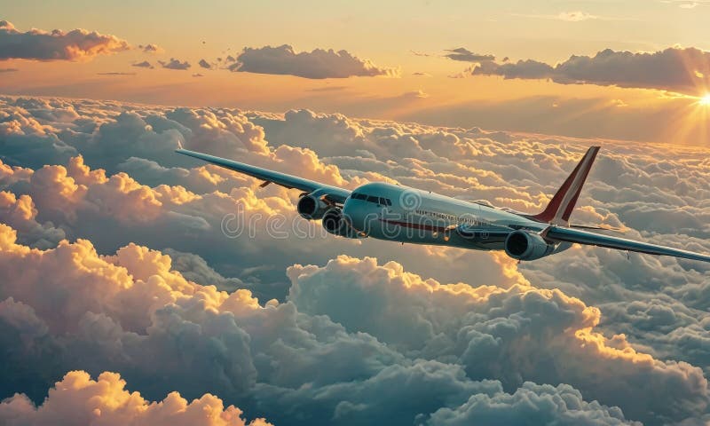 Plane Flying through the Clouds Stock Illustration - Illustration of ...