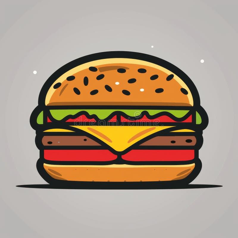 Retro Hamburger Icon with Bold Lines and Solid Colors Stock ...