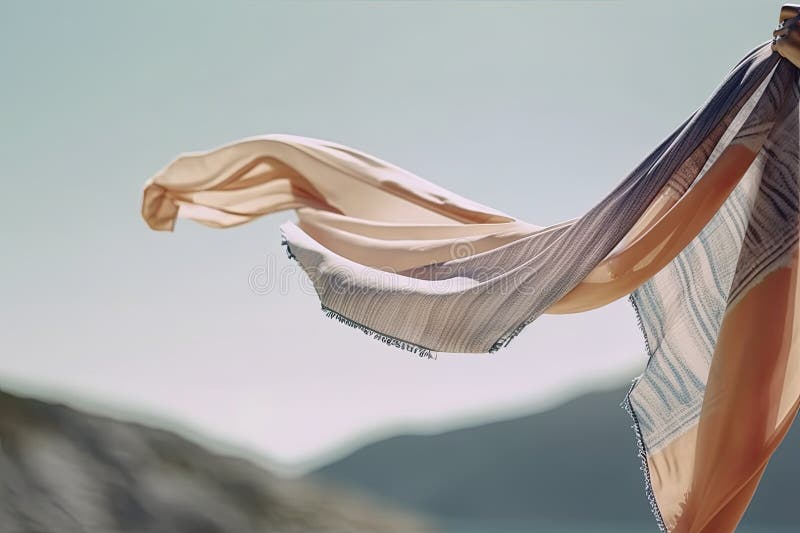 Scarf Flying in the Wind. Slow Living. Enjoy the Wind Stock ...