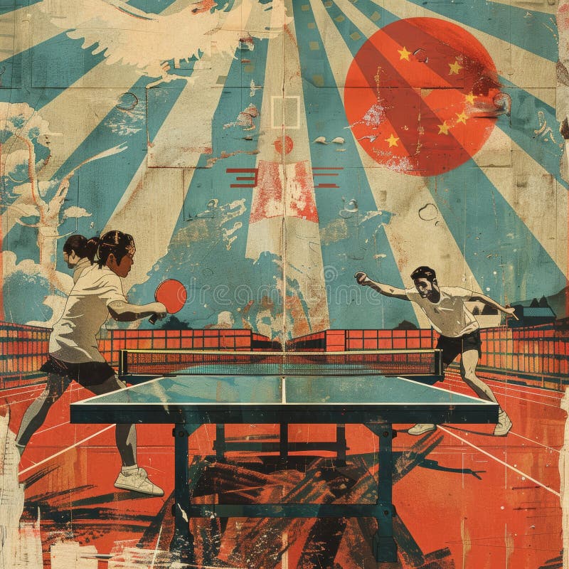 Stylized Japanese Doubles Table Tennis Match: a Dynamic Art ...