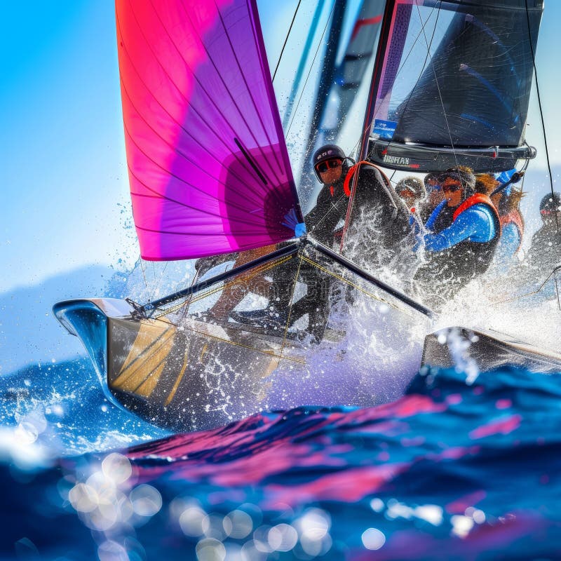 Exciting Teamwork: Nacra 17 Race Under the Italian Sky Stock ...