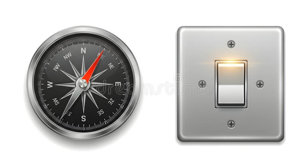 Compass & Switch: AI- stock illustration. Illustration of clean - 370088683