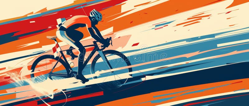 Stylized Illustration of Male Cyclist on Road in the Netherlands Stock ...