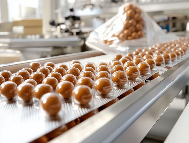 Spherical Brown Pills in Production Stock Image - Image of continuous ...