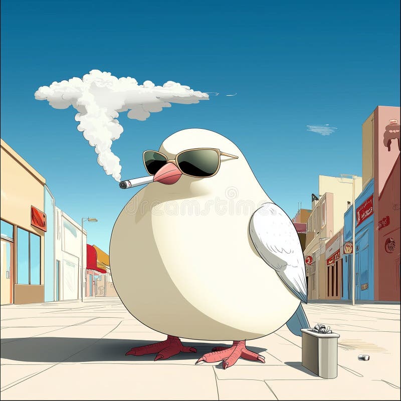 Unexpected Sight: Smoking Pigeon Stock Illustration - Illustration of ...