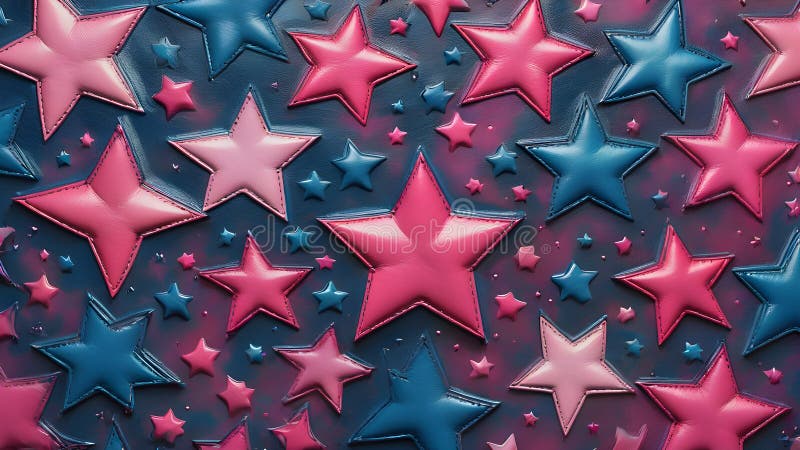 Blue and Pink Stars Embossed in Leather Stock Illustration ...