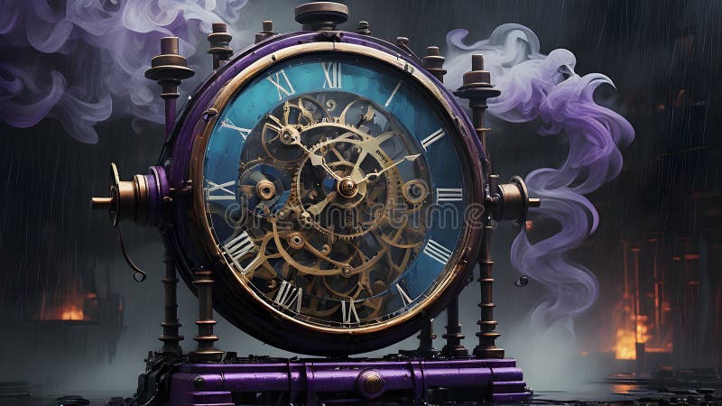 Purple Hourglass, Dark Background, Passing of Time, Steampunk Style ...