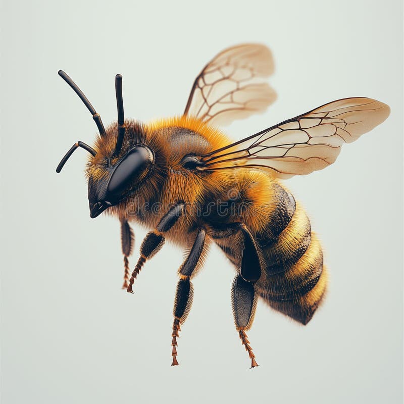 Intricate Wings of a Flying Bee Stock Illustration - Illustration of ...