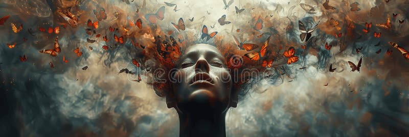 Endless Possibilities: Creative Psyche Exploding into Butterflies Stock ...