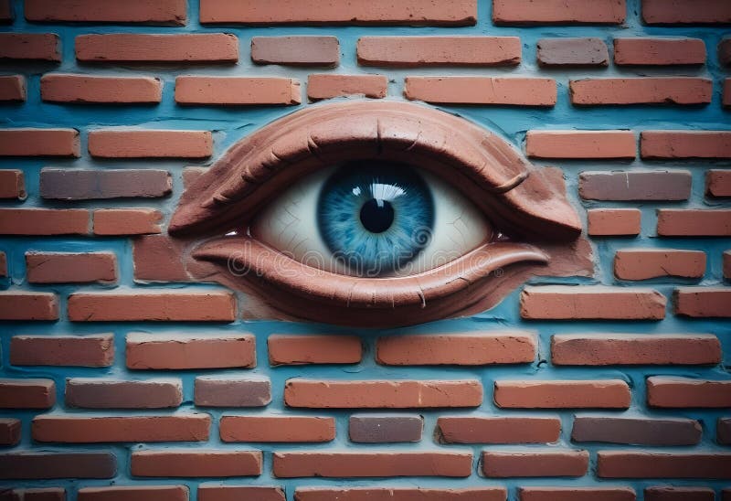 Surreal Brick Wall with a Huge Eye Stock Illustration - Illustration of ...
