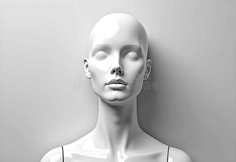 White Plastic Mannequin Head Sculptural Figure of a Woman Face As a ...