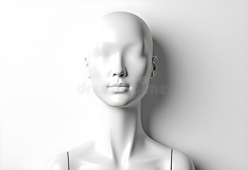 White Plastic Mannequin Head Sculptural Figure of a Woman Face As a ...