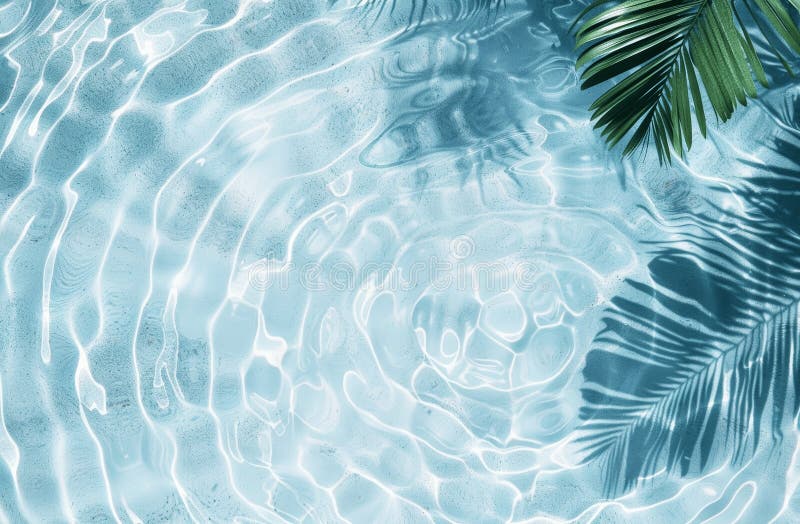 Tranquil Abstract Water Pattern with Palm Leaves on Textured Background ...
