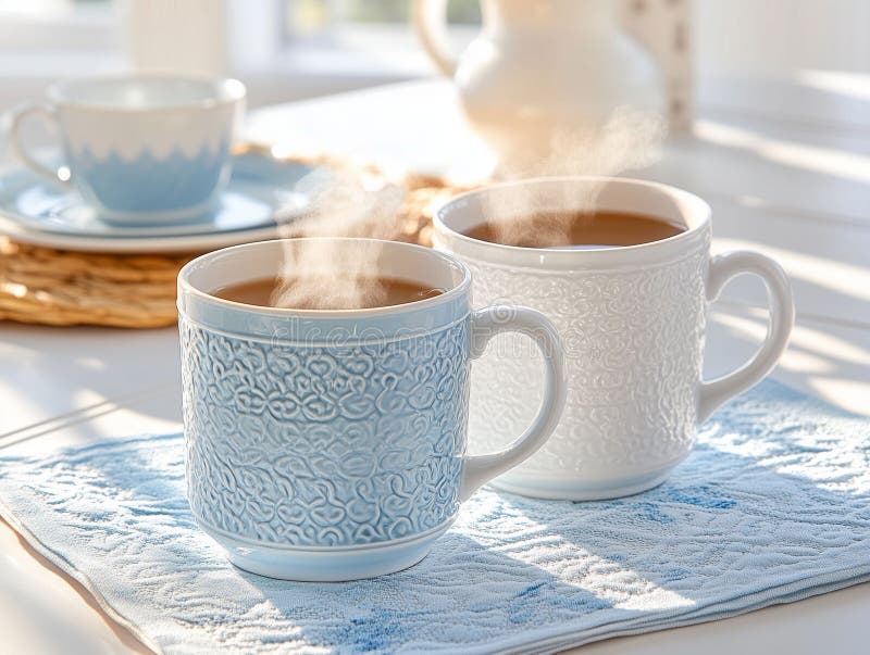 Two Mugs with Heart-Shaped Steam Stock Photo - Image of lighthearted ...