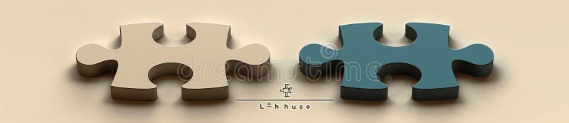 Connected Puzzle Pieces Illustration in Gray and Turquoise Stock ...