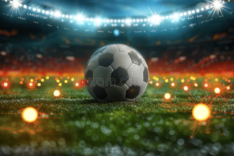 Illuminated Soccer Ball on Stadium Field - Dynamic Football Game ...