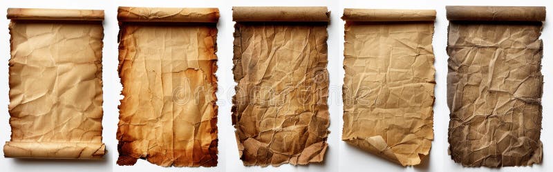 Vintage Blank Old Paper Scroll Set with Aged Parchment and Rustic ...