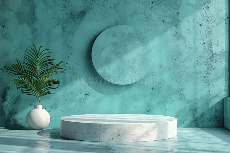 Minimalist White Rectangular Block on Teal Background with Soft Studio ...