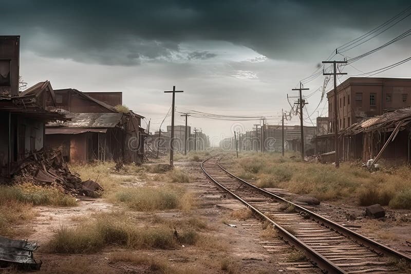 Abandoned Town Dystopia Urban Blight Zombie Apocalypse Fallout Stock ...