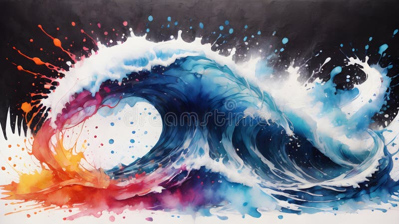 Abstract Watercolor Paint Waves, Splashes, and Random Shapes Stock ...