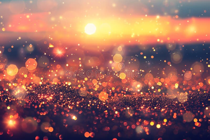 Abstract Glitter Sparkle Light Background with a Warm Sunset Glow Stock ...