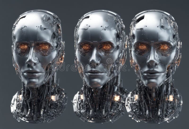 Ad 3d Robot Angles Set Render Very Different Three Olated Detailed Face ...