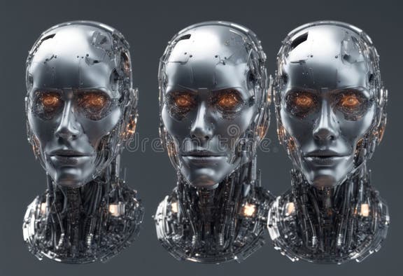 Ad 3d Robot Angles Set Render Very Different Three Olated Detailed Face ...