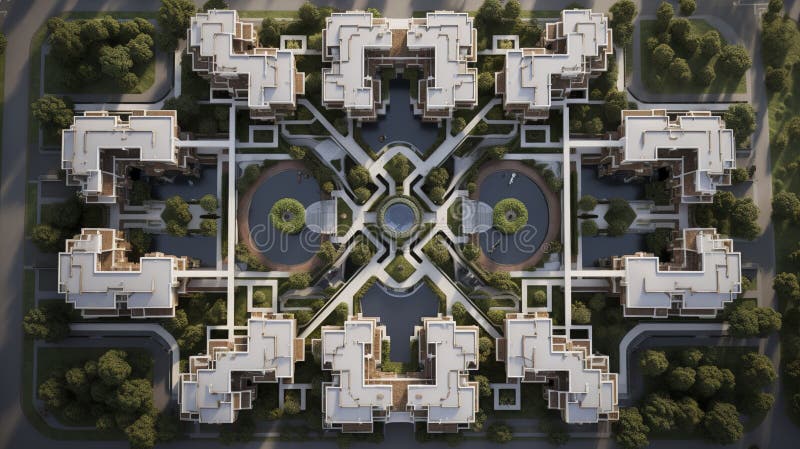 An Aerial View of a Triplex Complex with Green Spaces Stock ...