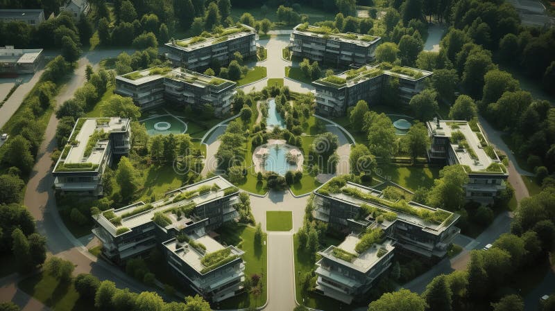 An Aerial View of a Triplex Complex with Green Spaces Stock ...