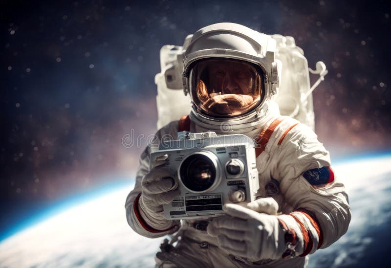 Astronaut Holding Radio Man Floating Zero Gravity Communication ...