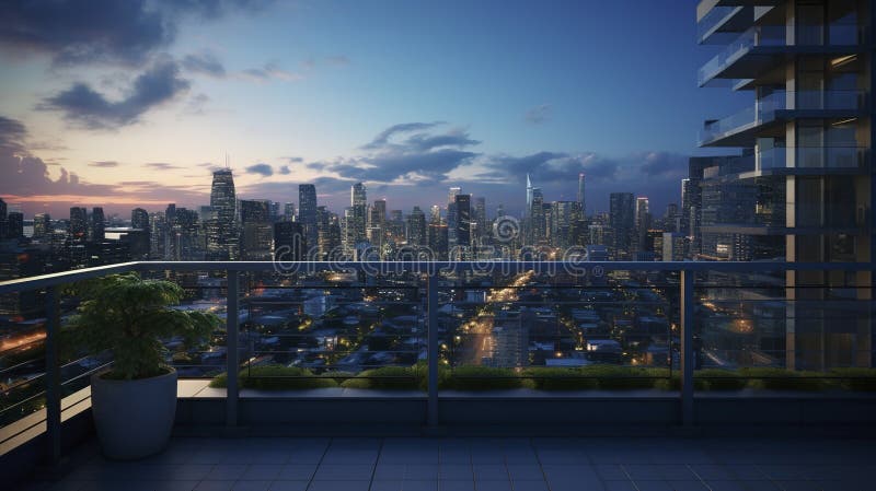 A Balcony View from a Condominium Overlooking a Bustling Cityscape ...