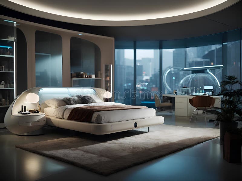 A Bedroom with a High-tech, Futuristic Laboratory Setting in the ...