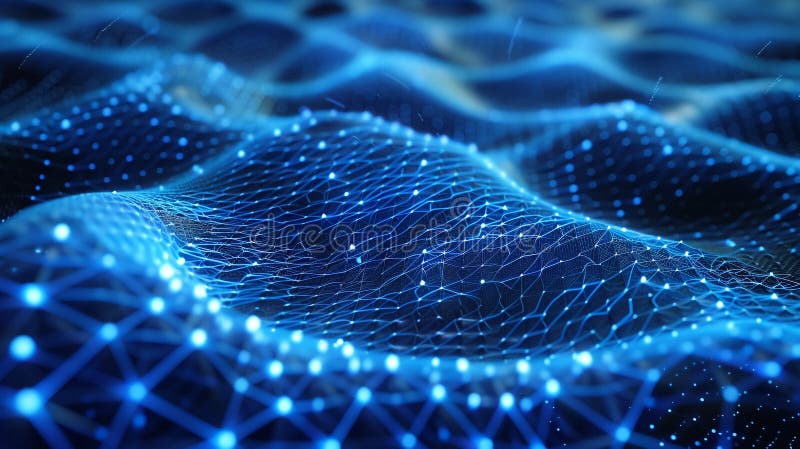 Blue Glow Particles Forming an Intricate Lattice Pattern, Creating a ...