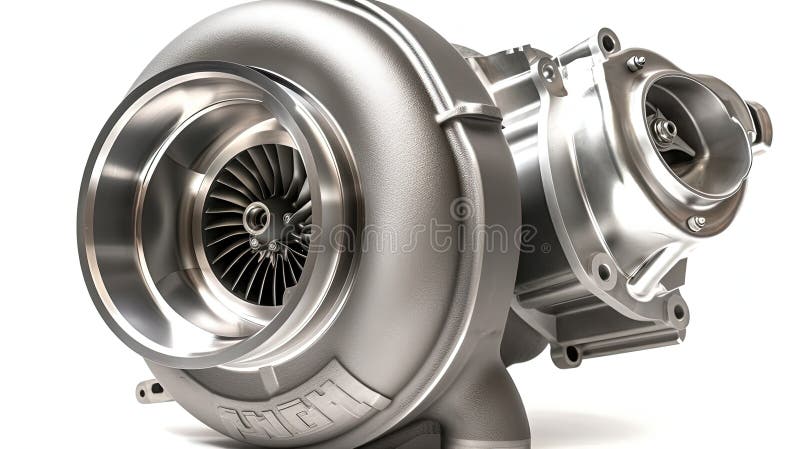 Car Turbocharger Isolated on White. Turbo Engine and Power Conce Stock ...