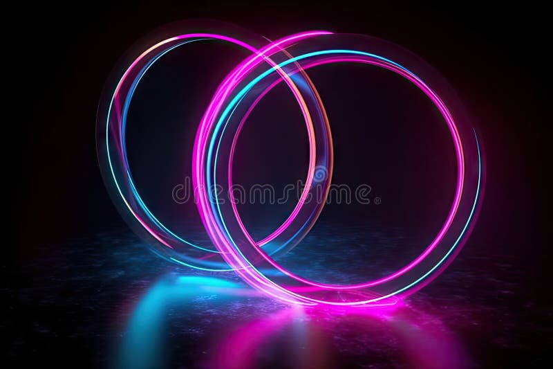 Circles Energy Source Luminous Rings Empty Space Frame Ultraviolet Spectrum Laser Splay Smoke ...
