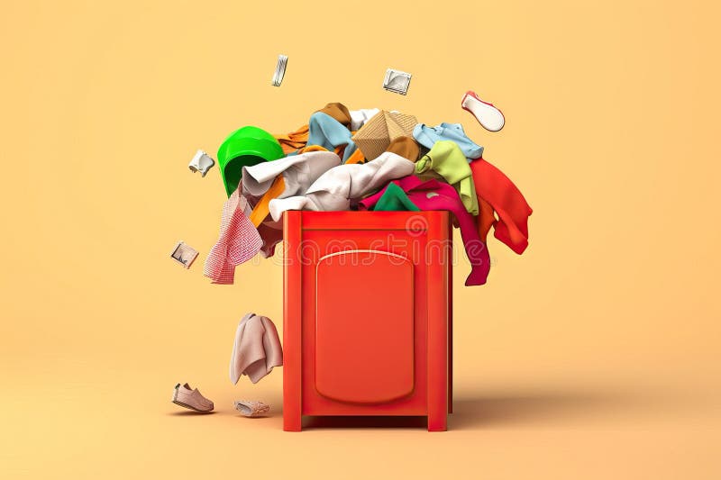 Clothes Fly Out of the Closet into the Trash Can. 3d Illustration Stock ...