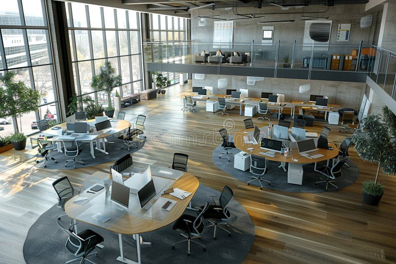 A Contemporary Open Office Space with Mobile Desks and Modular ...