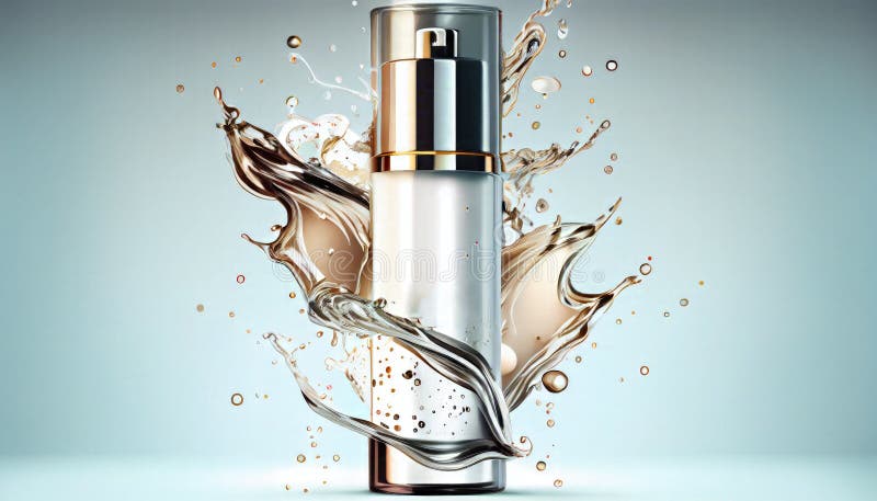 Cosmetic Moisturizing Product with Water Splash, Mockup Template Stock ...