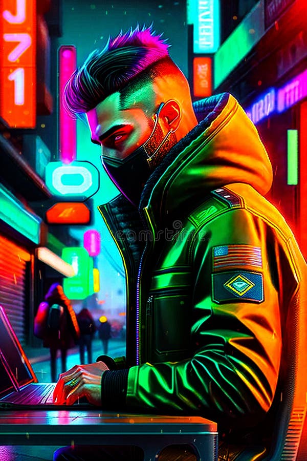 Cyberpunk Cool Hacker Working Laptop. Anonymous Hacker Coding with ... Cyberpunk Cool Hacker Working Laptop. Anonymous Hacker Coding with ...