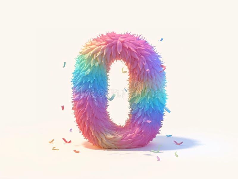 3d Colorful Plush Number "0" Isolated on White Background. Stock ...
