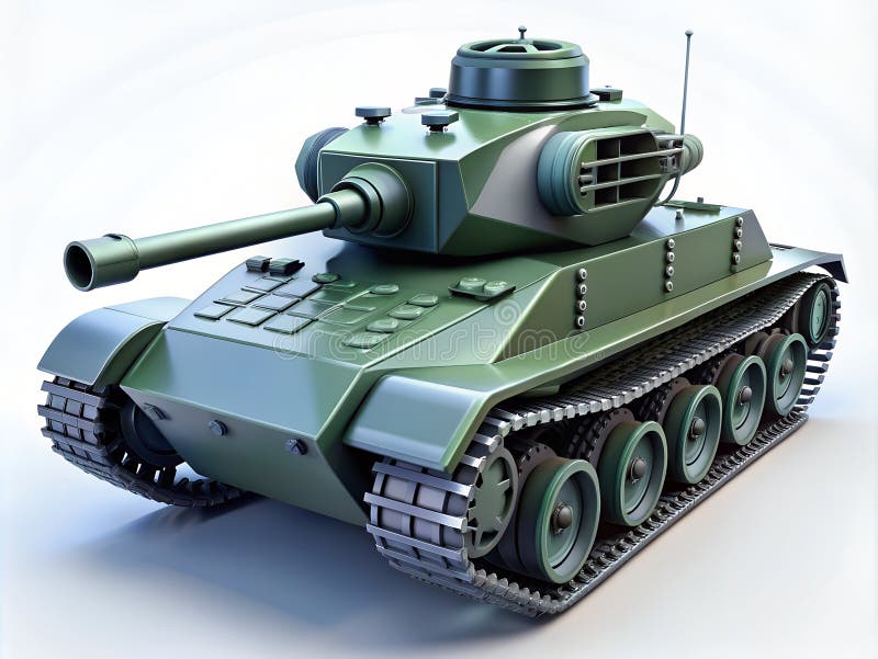 Green Color War Tank 3D Illustration. Stock Illustration - Illustration ...
