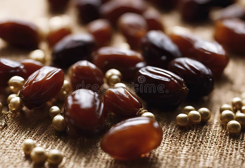 Dates Food Arabic Religious Objects Close Rosary Stock Illustration ...