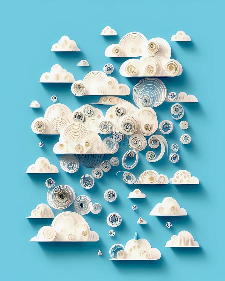 A Detailed Illustration of Clouds Quilled Paper Stock Illustration ...