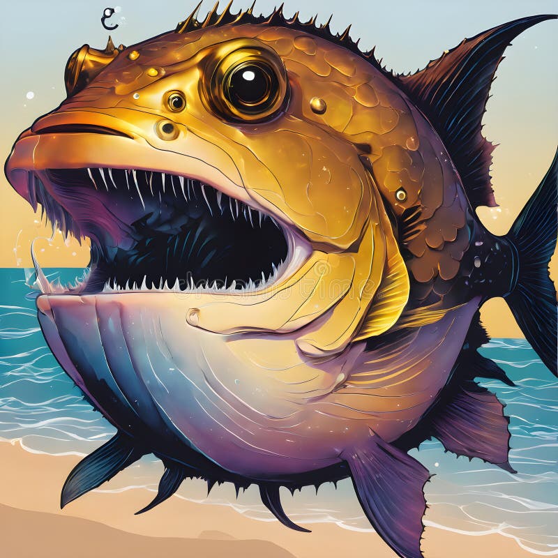 Bioluminescent Anglerfish Illustration: Deep Sea Predator and ...