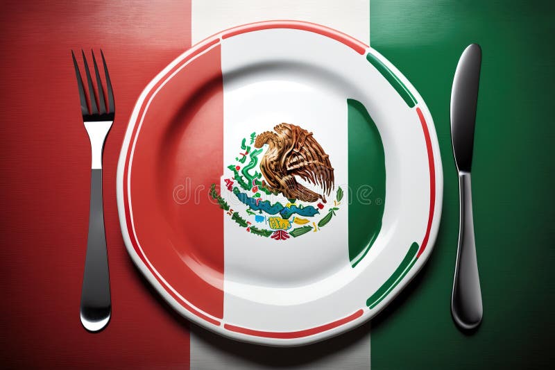 Fork Knife Mexico Flag Plate Concept Restaurant Mexican Cuisine Mexican ...
