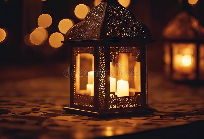 Glowing Style Candle Arabic Arabian Lantern Burning Ornamental Light ...