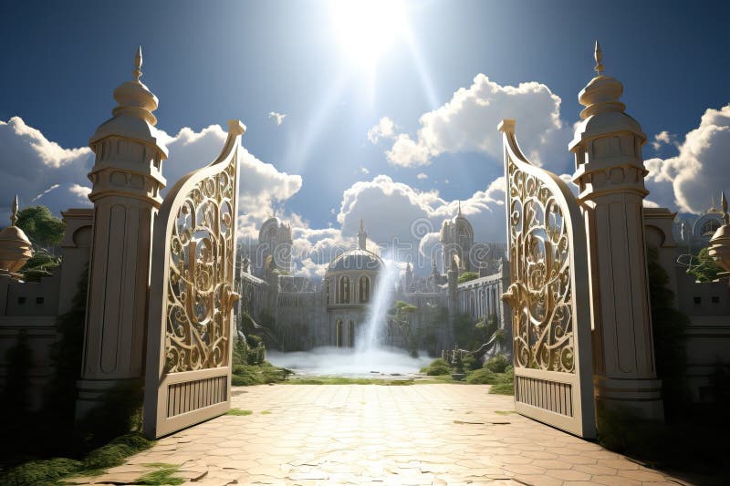 Heavens Gates Opening stock illustration. Illustration of afterlife ...