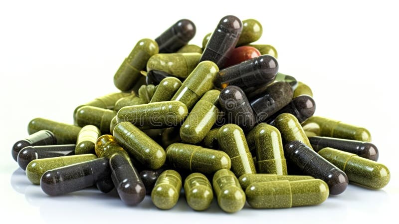 Herbal Bio Medicine Pills or Capsules As a Question Isolated on Stock ...