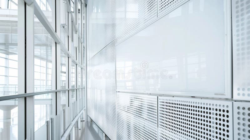 A High-tech Media Wall with a Blank Screen LCD, Highlighted by White ...