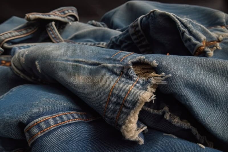 Hole Jeans Ripped Tattered Background Jeans Worn Jeans Blue Old Pile a ...